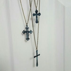 Jewelry | Sale 3 For 15 Bronze Triple Cross Chain | Poshmark